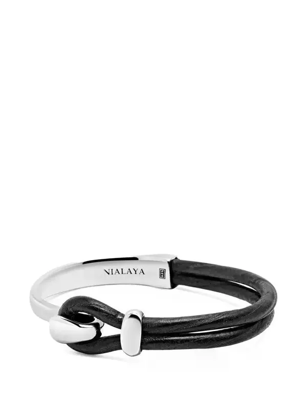 NIALAYA JEWELRY Sterling And Black Leather Hook Bracelet