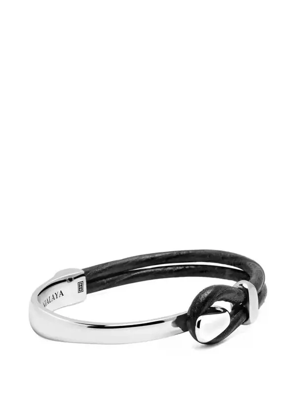 NIALAYA JEWELRY Sterling And Black Leather Hook Bracelet