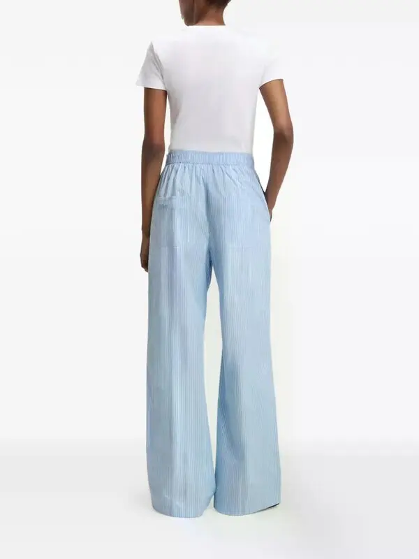 Hugo Striped Embroidered Logo Wide-leg Trousers