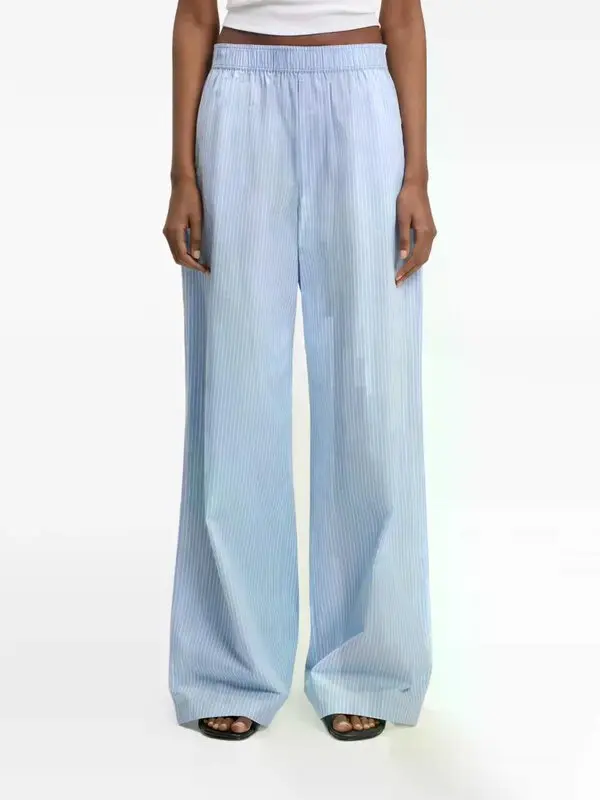 Hugo Striped Embroidered Logo Wide-leg Trousers