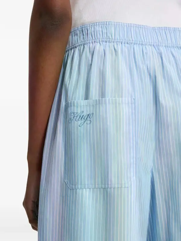 Hugo Striped Embroidered Logo Wide-leg Trousers