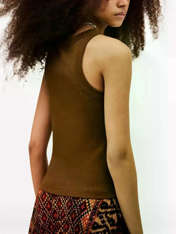Ba&sh Cynda Ribbed Knit Racerback Top - Brown