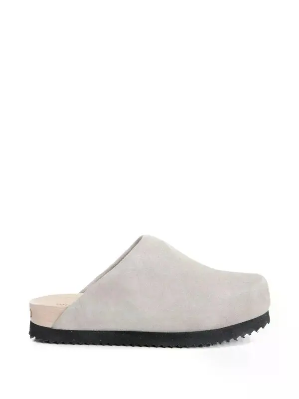 WUD Suede Slip-on Clogs With Wooden Insole
