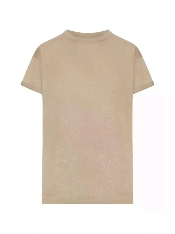 Brunello Cucinelli Lurex-knit Drop-shoulder T-shirt - Neutrals
