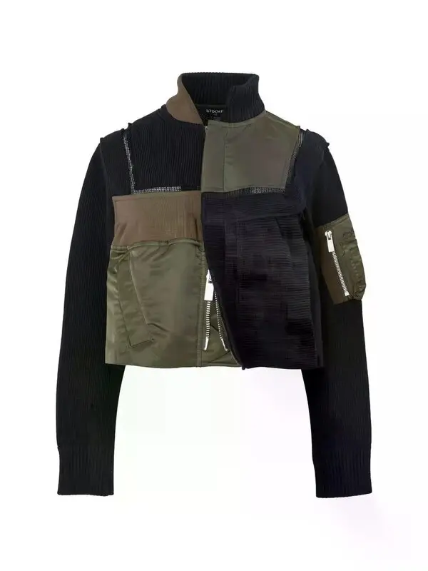 Sacai Panelled Zip-up Sweater