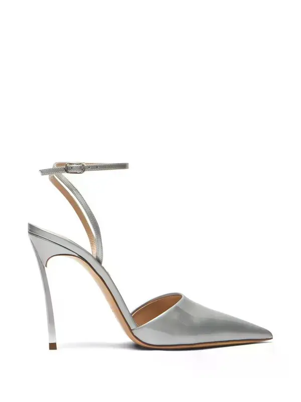 Casadei Metallic Patent Leather Pumps With Ankle Strap