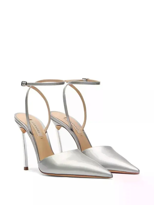 Casadei Metallic Patent Leather Pumps With Ankle Strap