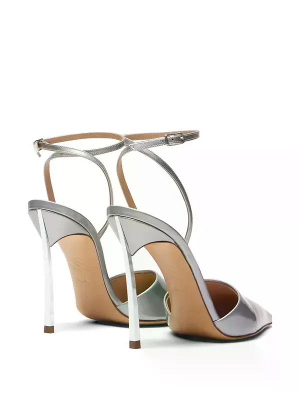 Casadei Metallic Patent Leather Pumps With Ankle Strap