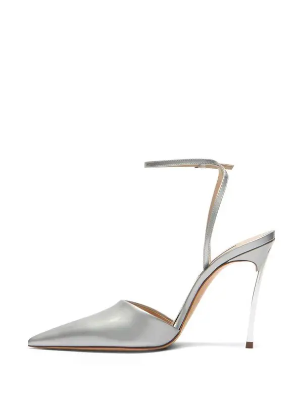 Casadei Metallic Patent Leather Pumps With Ankle Strap