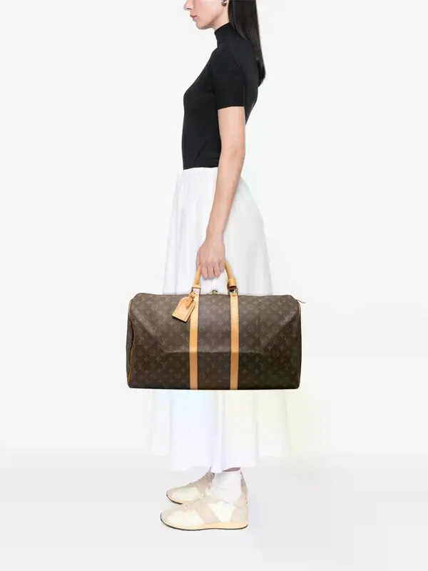 LOUIS VUITTON Monogram Keepall 55 Travel Bag - Brown