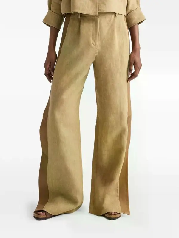 TWP Side-stripe Wide-leg Trousers - Neutrals