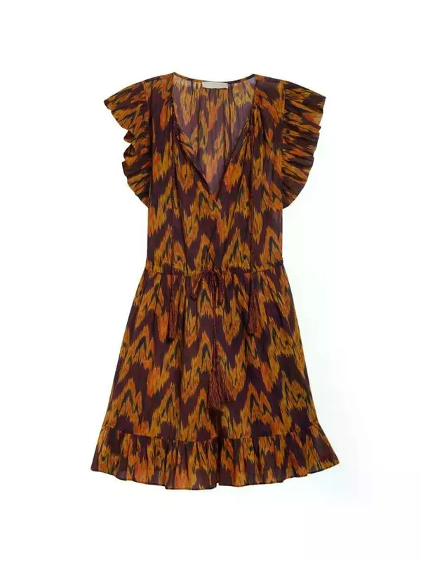 Ulla Johnson Ikat Print Ruffled Dress