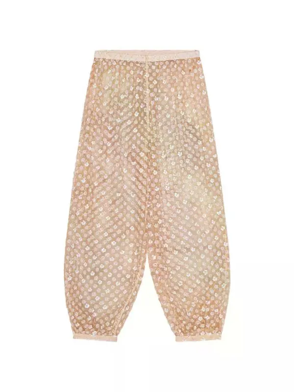 HERSKIND Sequin-embellished Floral-patchwork Trousers