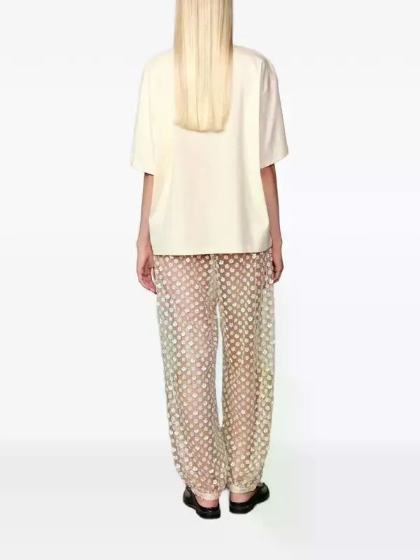 HERSKIND Sequin-embellished Floral-patchwork Trousers