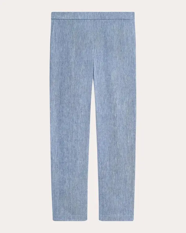 Theory Treeca Fluid Linen Cropped Pull-on Pants - Blue