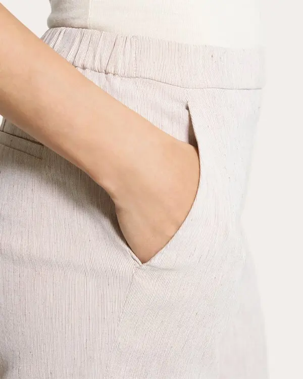 Theory Treeca Textured Linen Cropped Pull-on Pants - Neutral