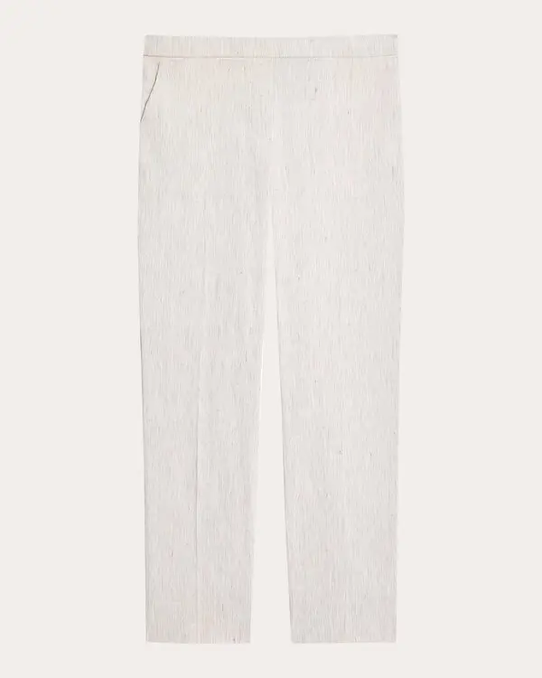 Theory Treeca Textured Linen Cropped Pull-on Pants - Neutral