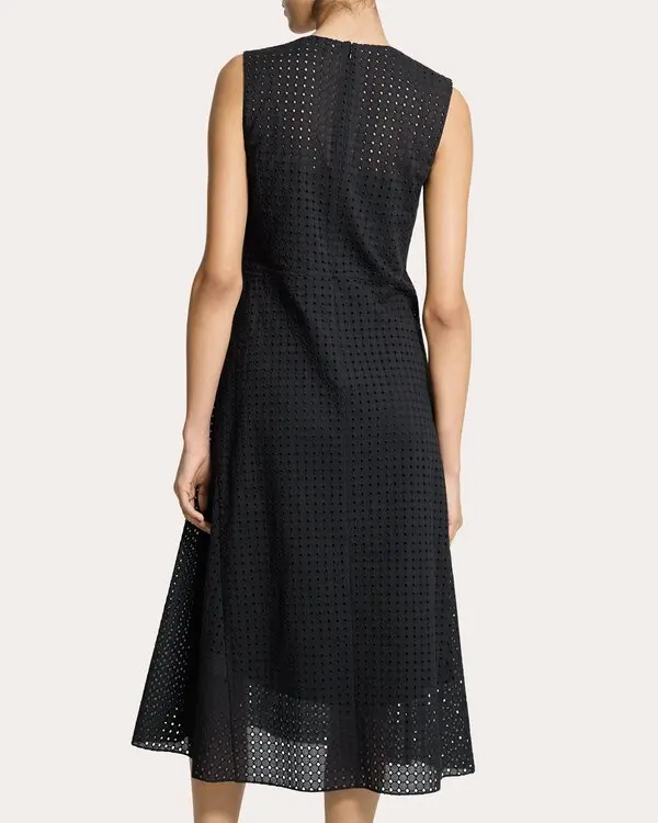 Theory Embroidered Eyelet Cotton Midi Dress