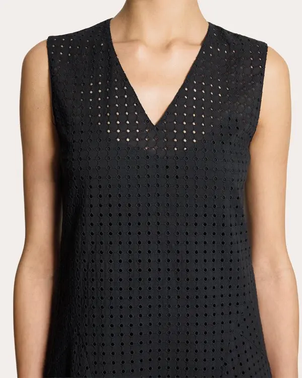 Theory Embroidered Eyelet Cotton Midi Dress