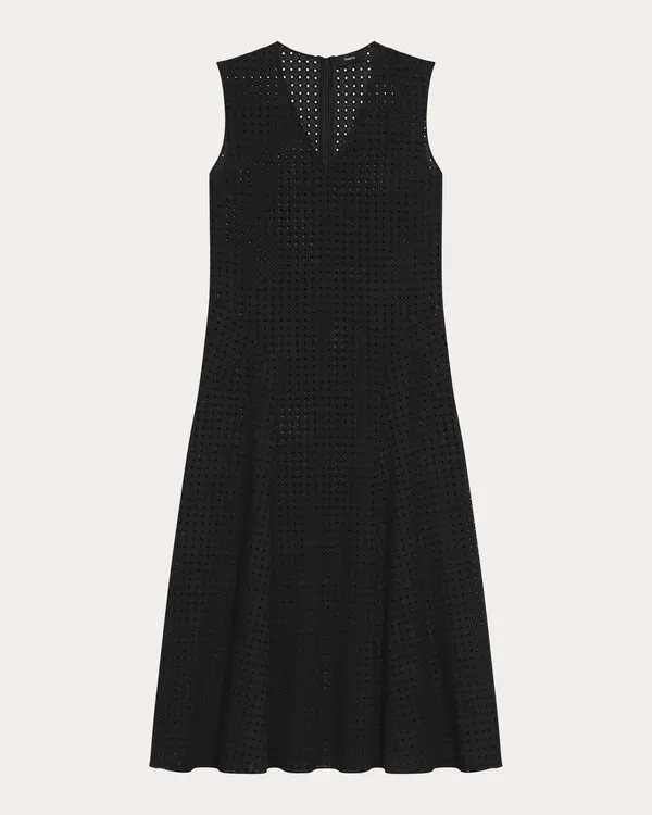 Theory Embroidered Eyelet Cotton Midi Dress