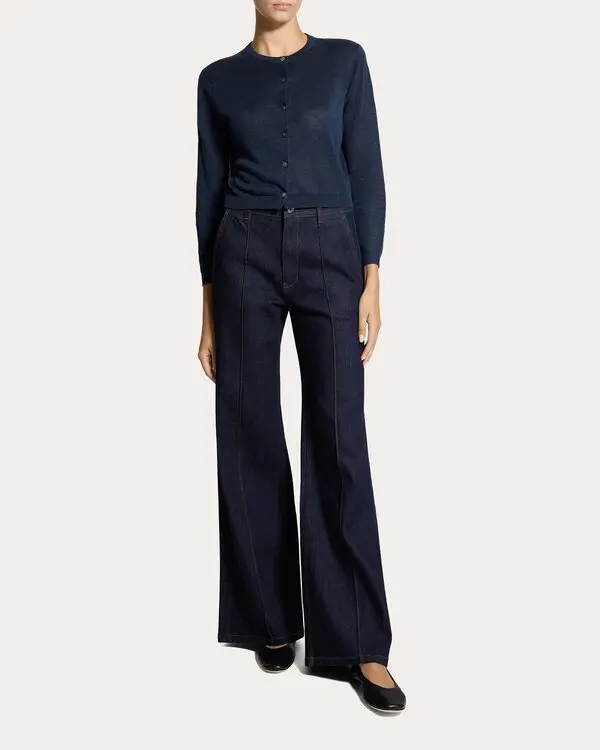 Theory Linen Knit Cropped Cardigan