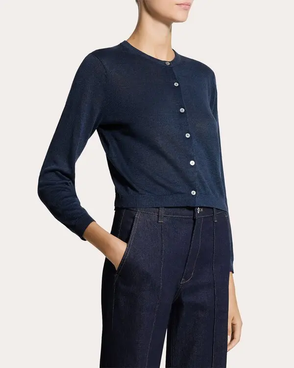 Theory Linen Knit Cropped Cardigan