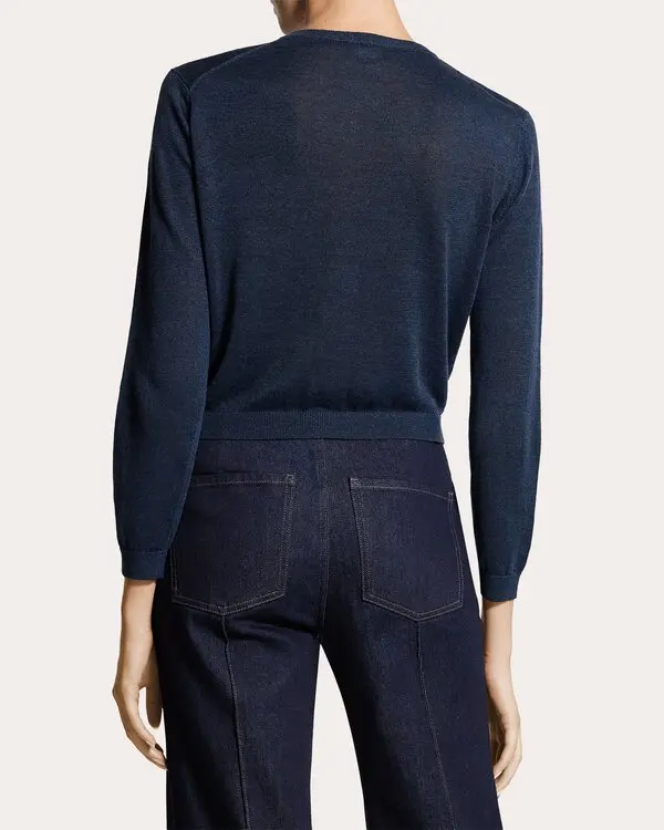 Theory Linen Knit Cropped Cardigan