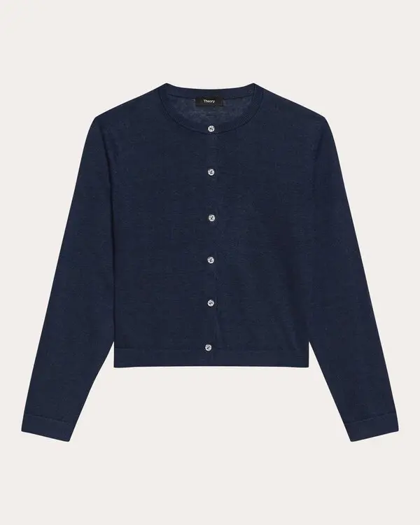 Theory Linen Knit Cropped Cardigan