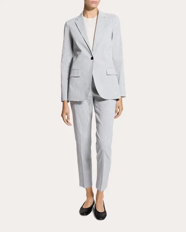 Theory Textured Linen Blend Staple Blazer - Grey