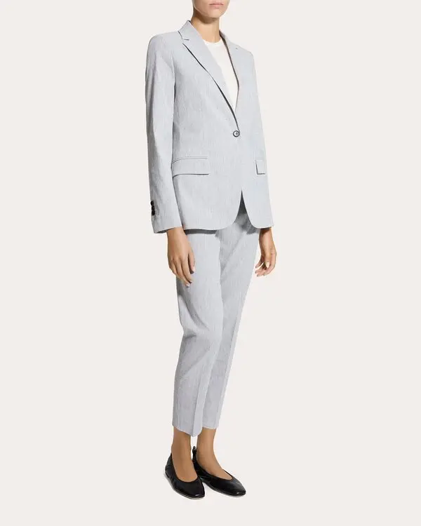 Theory Textured Linen Blend Staple Blazer - Grey