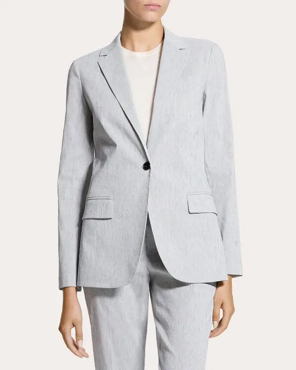 Theory Textured Linen Blend Staple Blazer - Grey