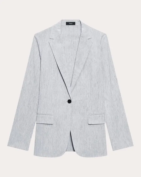 Theory Textured Linen Blend Staple Blazer - Grey