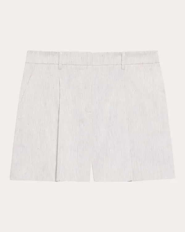 Theory Textured Linen Blend Pleated Shorts - Neutral