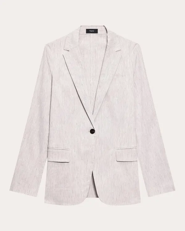 Theory Textured Linen Staple Blazer - Neutral