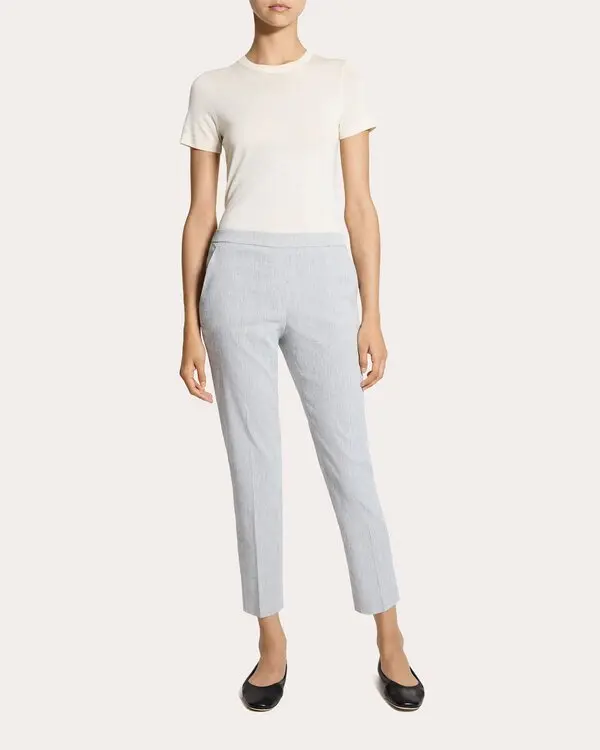 Theory Treeca Textured Cropped Pull-on Pants - Grey