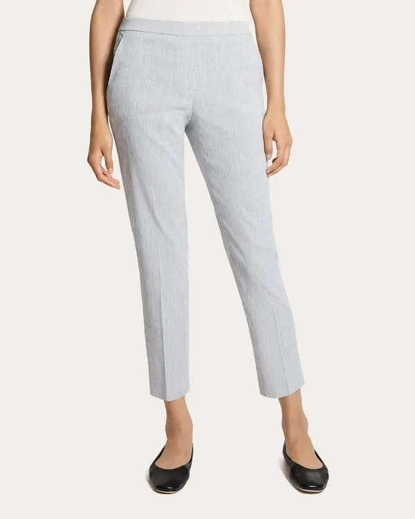 Theory Treeca Textured Cropped Pull-on Pants - Grey