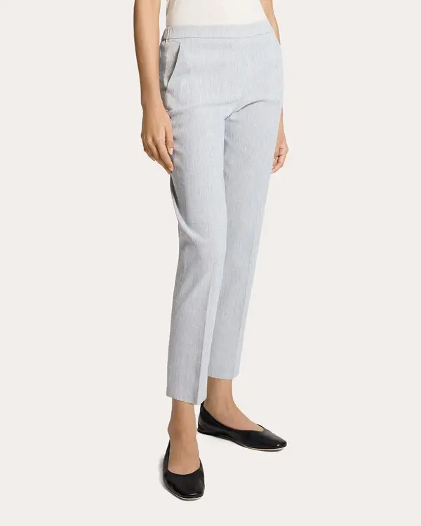 Theory Treeca Textured Cropped Pull-on Pants - Grey