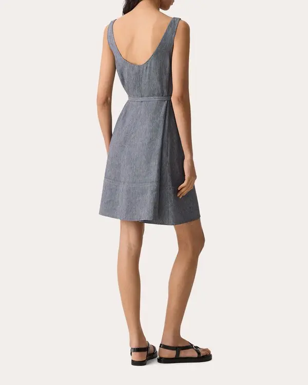 Theory Fluid Linen Belted Tank Mini Dress