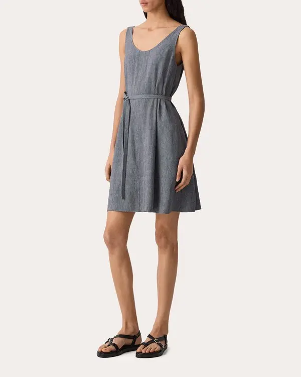 Theory Fluid Linen Belted Tank Mini Dress