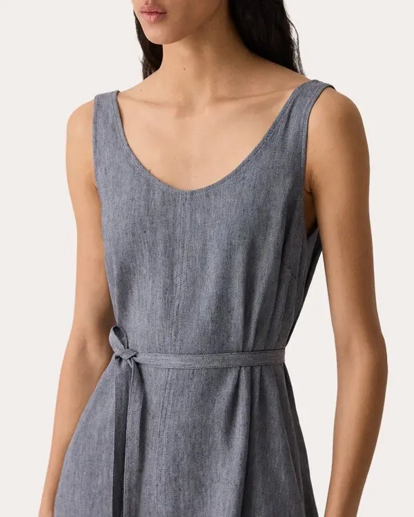 Theory Fluid Linen Belted Tank Mini Dress