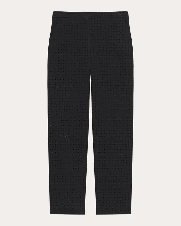 Theory Embroidered Eyelet Cotton Easy Slim Pants