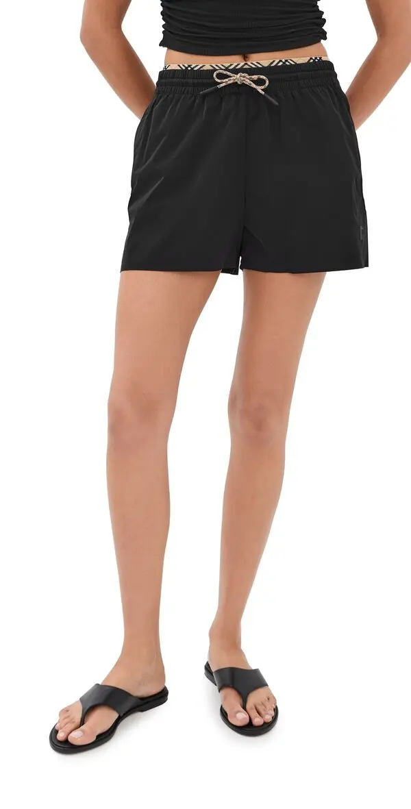 Burberry Astra Shorts With Signature Check Trim - Black