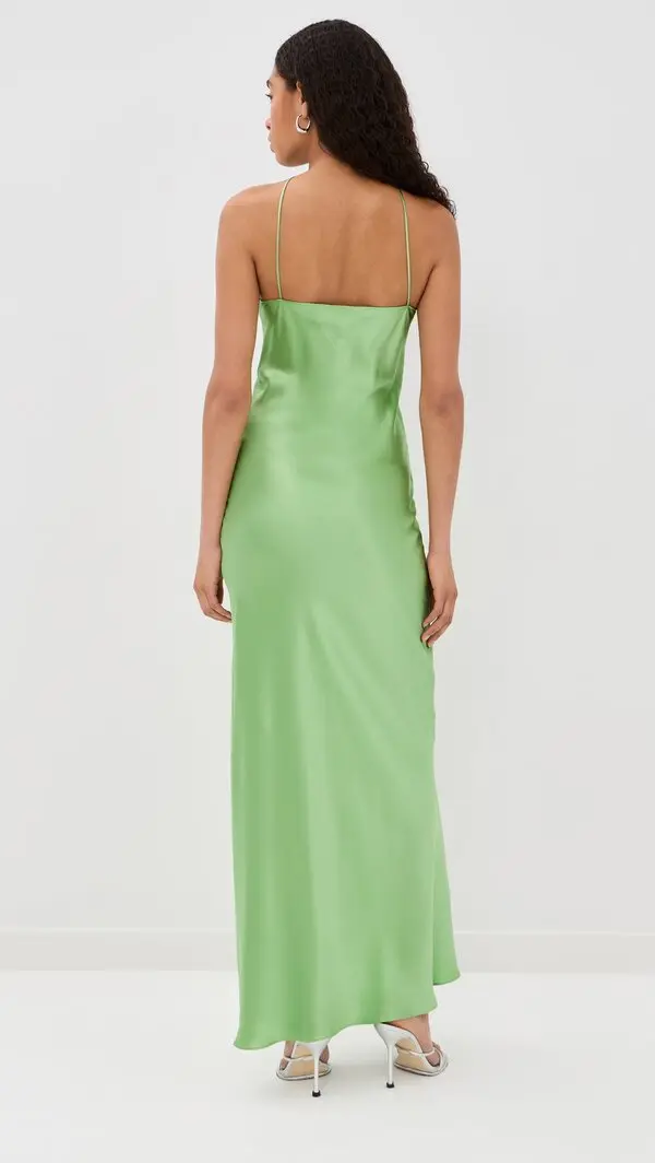 RODARTE Silk Bias Halter Dress With Floral Embellishment