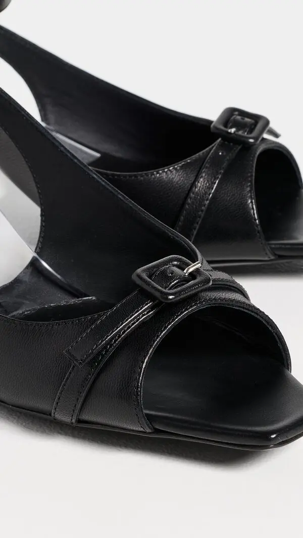 COURREGES Leather Kitten Heel Sandals