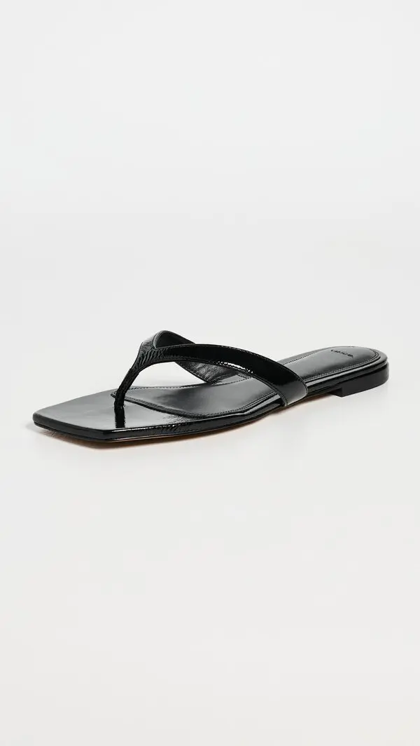 Vince San Juan Ii Patent Calfskin Sandals - Black
