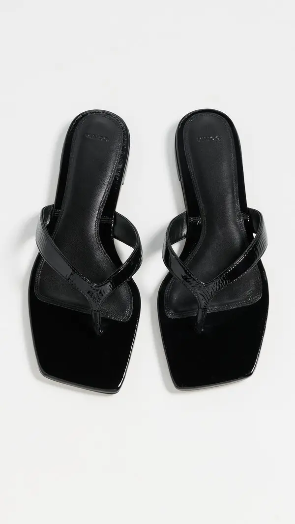 Vince San Juan Ii Patent Calfskin Sandals - Black