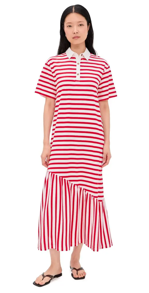 NEVER FULLY DRESSED Striped Jersey Maxi Dress