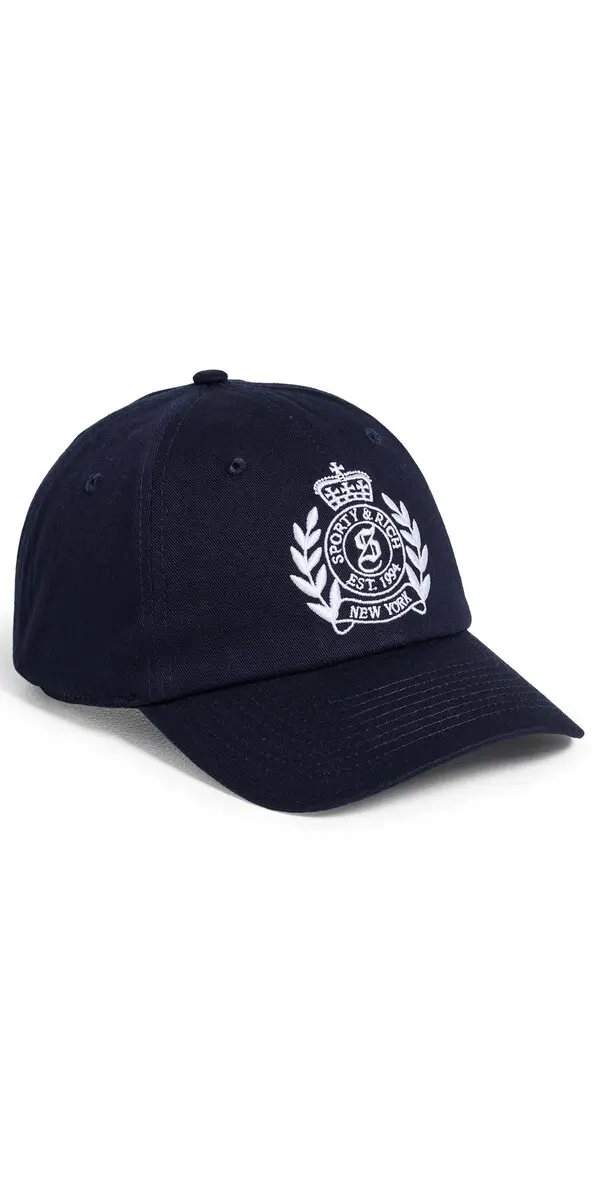 SPORTY & RICH Ny Crest Cap - Dark Navy White