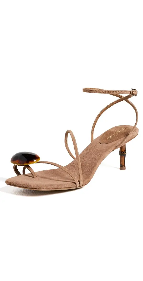 Jeffrey Campbell Carnelian Suede Kitten Heel Sandals - Camel Suede Combo