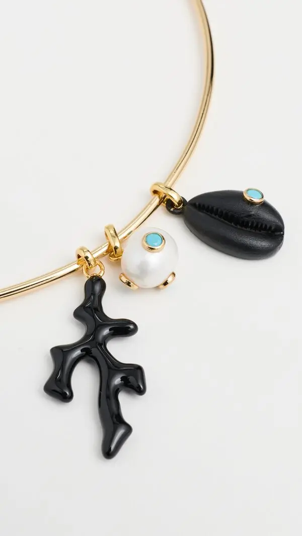 MARTHA CALVO Hinged Enamel And Pearl Charm Necklace